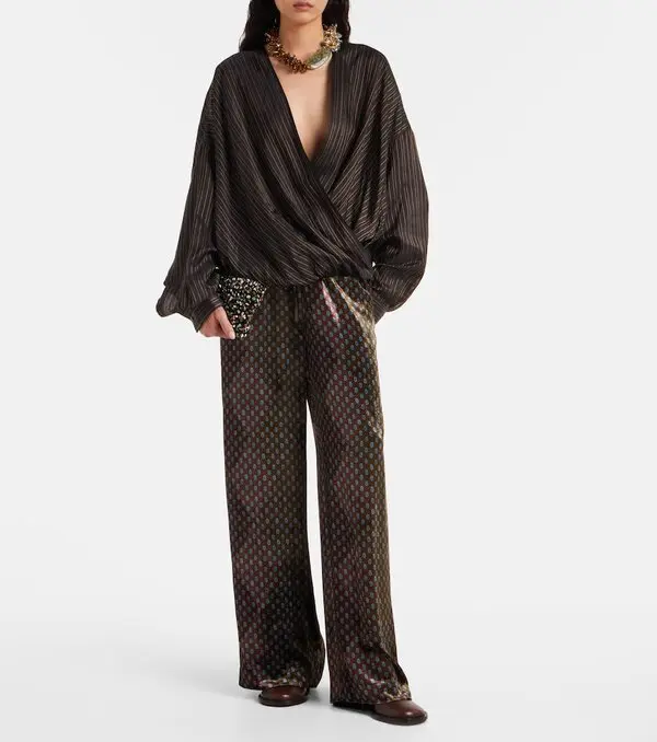 Dries Van Noten Printed Wide-leg Satin Pants - Multicoloured