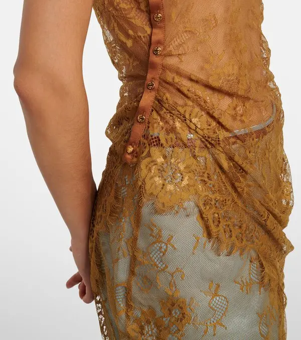 JACQUES WEI Silk-trimmed Lace Top