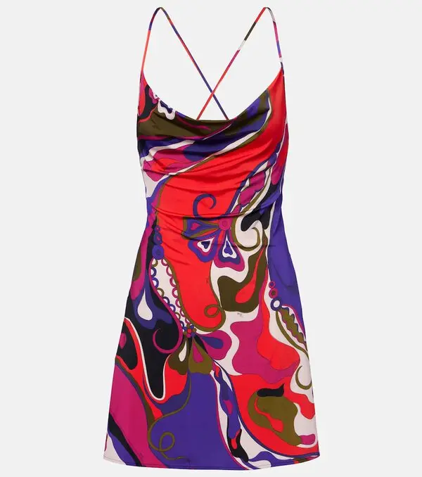 Emilio Pucci Orchidee Satin Jersey Mini Dress - Multicoloured
