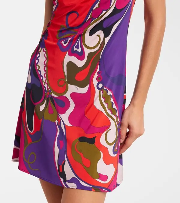 Emilio Pucci Orchidee Satin Jersey Mini Dress - Multicoloured