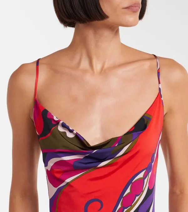 Emilio Pucci Orchidee Satin Jersey Mini Dress - Multicoloured