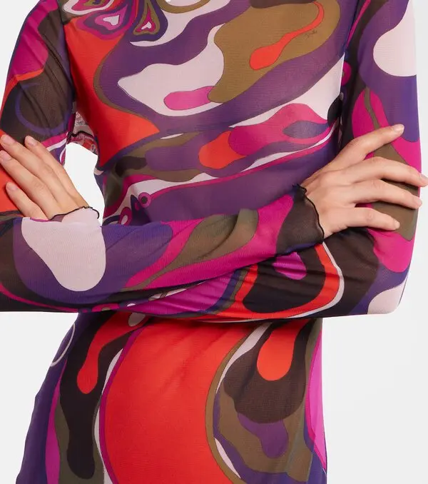 Emilio Pucci Orchidee Mesh Maxi Dress