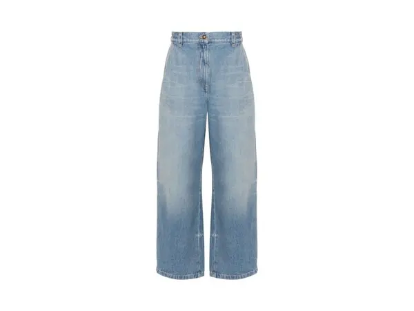 Palm Angels Washed Logo Wide Denim Jeans
