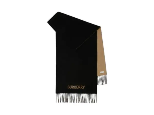 Burberry 210x45 Knight Cashmere Reversible Scarf - Camel/ Black