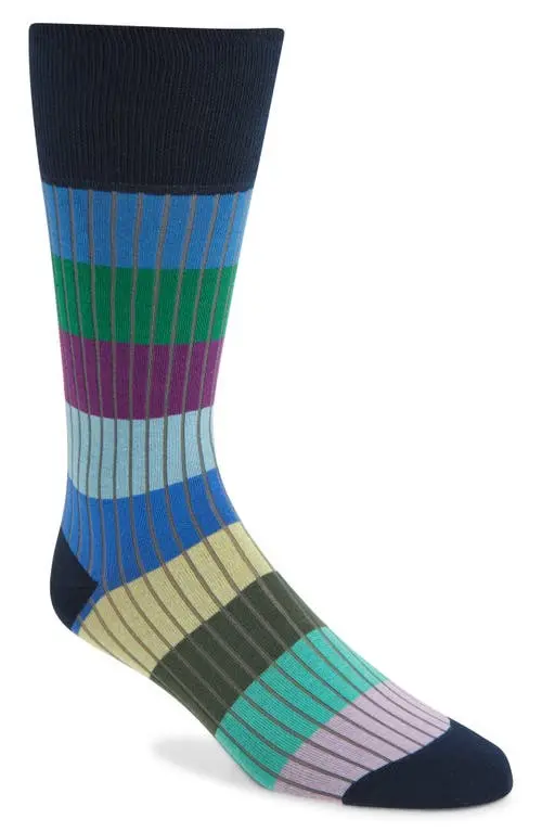 Paul Smith Liam Stripe Cotton Blend Socks - Navy