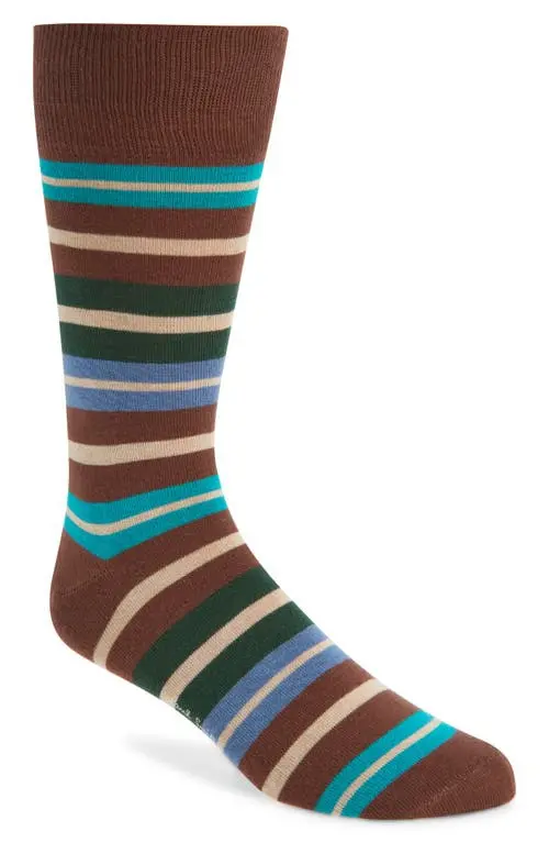Paul Smith Kean Stripe Cotton Blend Socks - Chocolate
