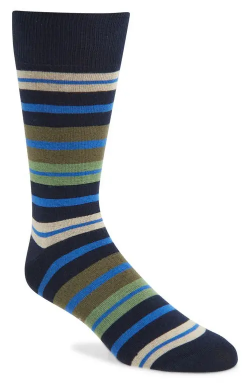 Paul Smith Kean Stripe Cotton Blend Socks - Navy
