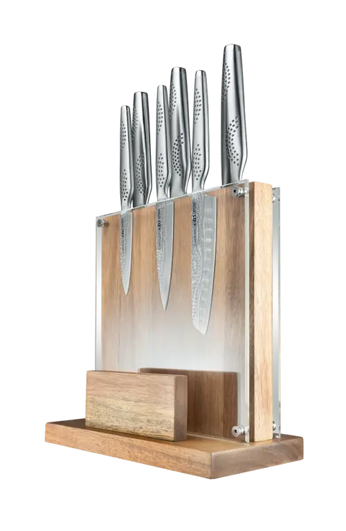 CUISINE::PRO® Id3® Samurai® Sato 7-piece Knife Block With Cutting Board - Silver