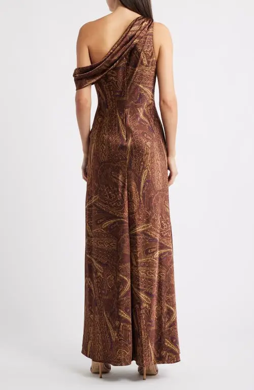 Ralph Lauren Printed One-shoulder Gown