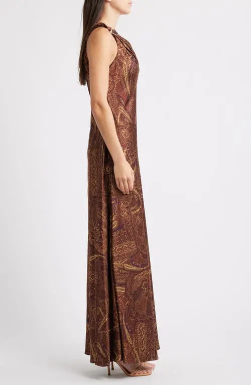 Ralph Lauren Printed One-shoulder Gown