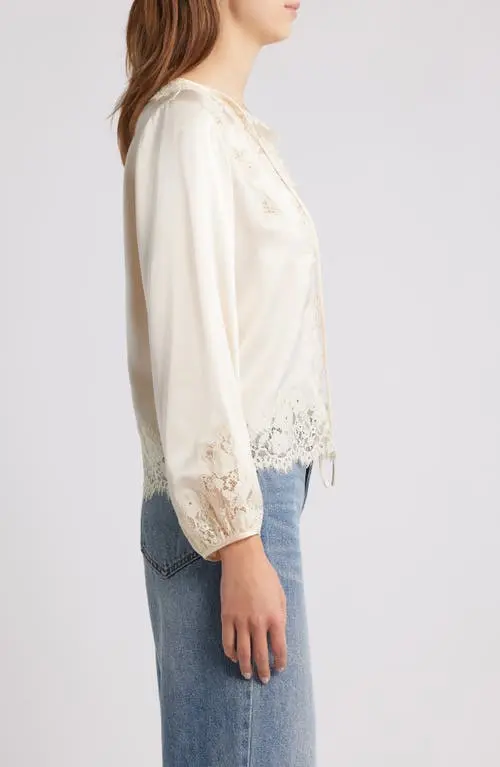 DÔEN Lucine Lace Trim Silk Shirt