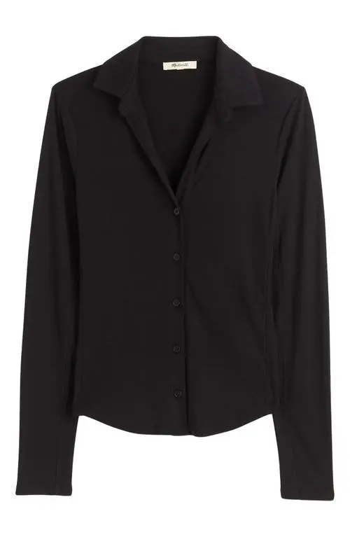 Madewell Camp Long Sleeve Button-up Shirt - Jet Black