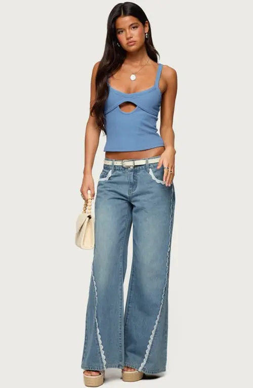 EDIKTED Karin Cutout Crop Tank - Blue