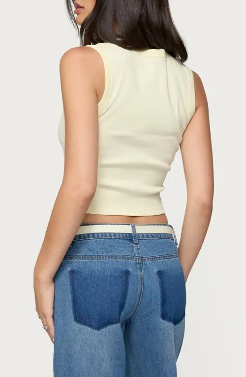 EDIKTED Basel Ribbed Crop Top - Yellow
