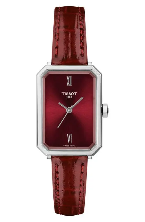 TISSOT Leather Strap Watch - Red