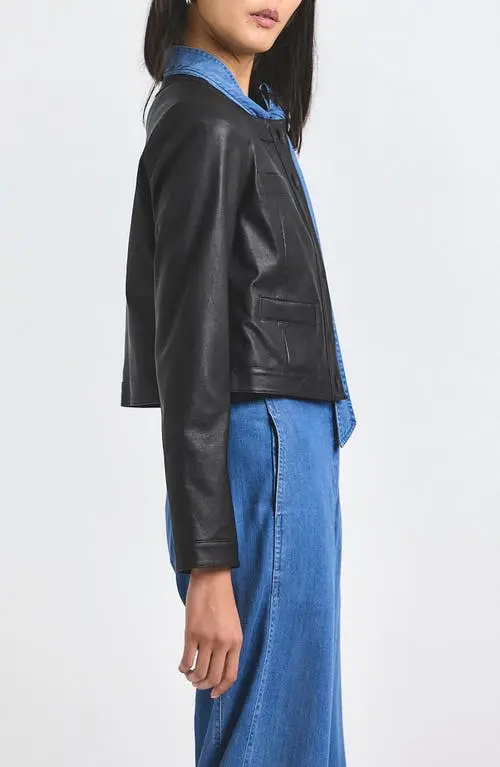 Derek Lam 10 Crosby Penny Crop Leather Jacket - Black