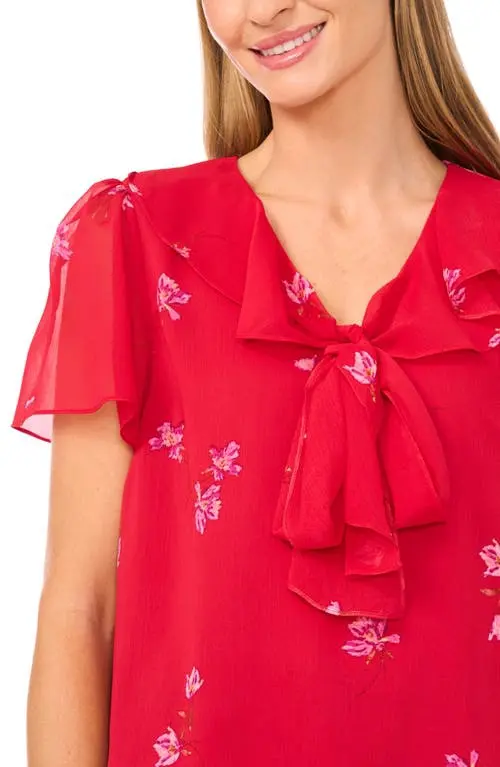 CECE DUPRAZ Floral Tie Neck Top