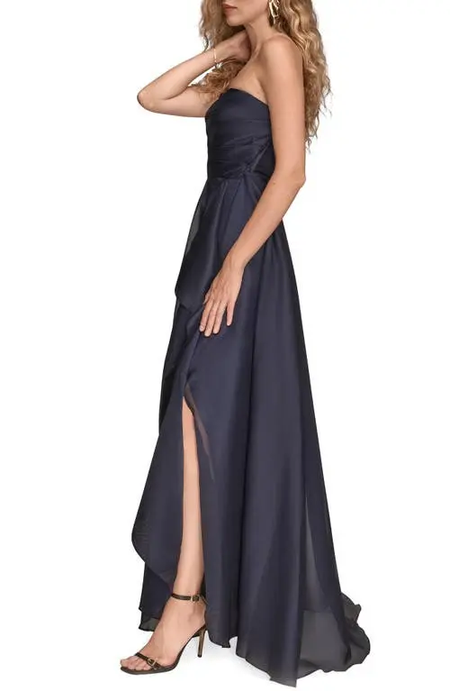 Donna Karan New York Strapless Ruched Bodice Gown - Ink