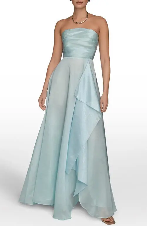 Donna Karan New York Strapless Ruched Bodice Gown - Sea Mist