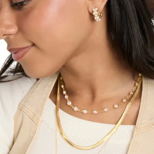 Jessica Simpson Tone Pearl And Charm Hoop Earring Set