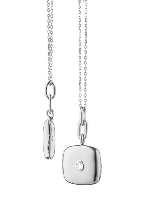 Monica Rich Kosann Viv Slim Cushion Locket Pendant Necklace - Silver