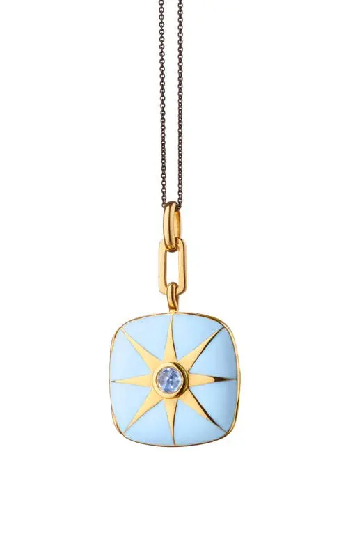 Monica Rich Kosann Enamel Vermeil Cushion Locket Necklace - Gold/blue