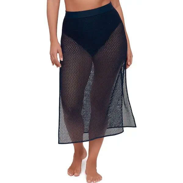 S3 APPAREL Side Slit Crochet Skirt - Dusk Blue