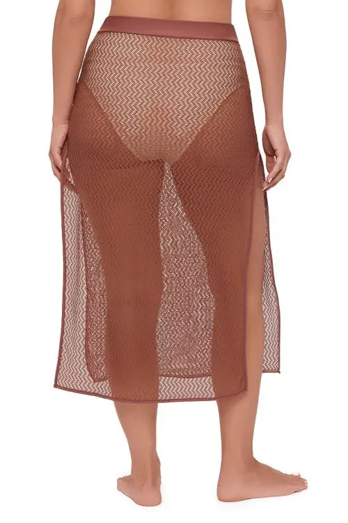 S3 APPAREL Side Slit Crochet Skirt - Latte