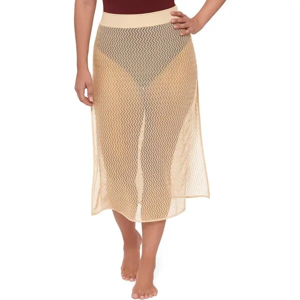 S3 APPAREL Side Slit Crochet Skirt - Pearl