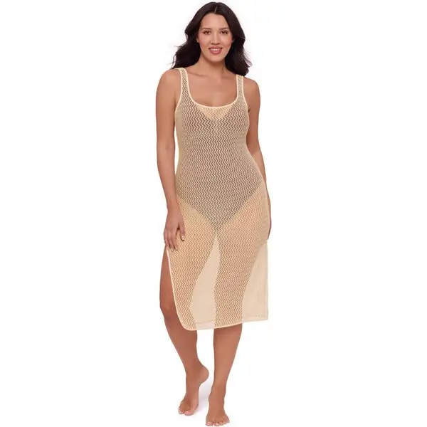 S3 APPAREL Front Slit Crochet Cover-up Dress - Pearl