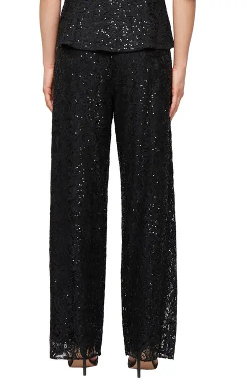 Alex Evenings Sequin Lace Wide Leg Pants