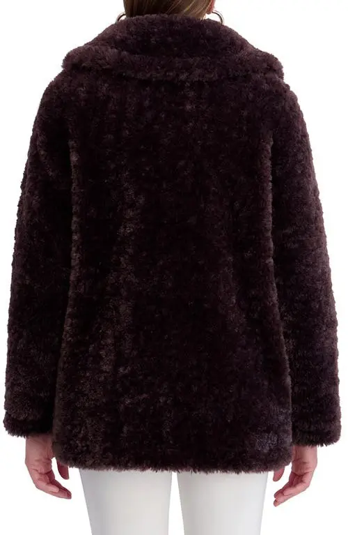 Kensie Faux Shearling Double-breasted Coat - Chocolate