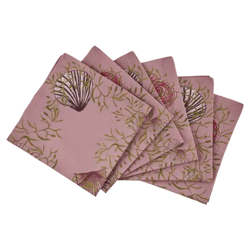 SOPHIE WILLIAMSON DESIGN Napkins Mussels From Brusselsset Of 6 - Pink