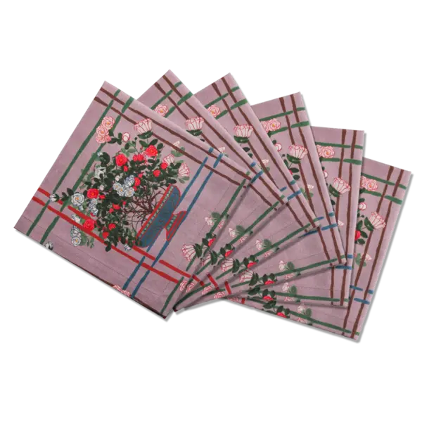 SOPHIE WILLIAMSON DESIGN Napkins La Vie En Rose Offcut Versionset Of 6 - Pink