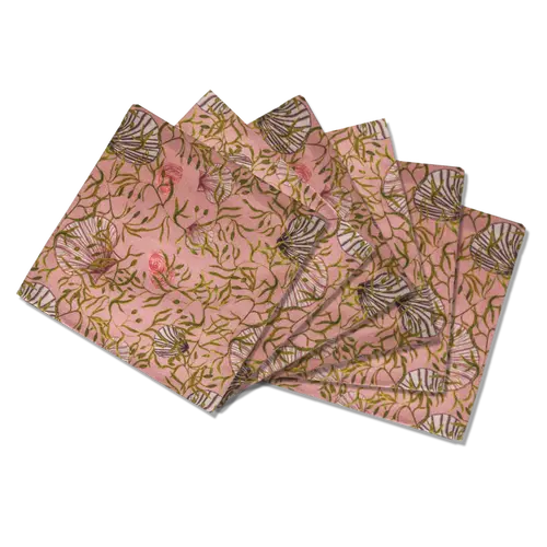 SOPHIE WILLIAMSON DESIGN Napkins Mussels From Brussels Offcut Versionset Of 6 - Pink