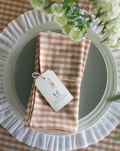 KD WEAVE Gingham Napkinset Of 2 - Tan
