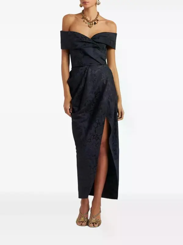 Etro Silk-blend Jacquard Evening Dress With Draped Detail And Slit