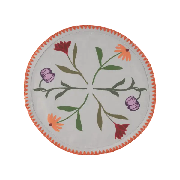 SOPHIE WILLIAMSON DESIGN Round Placemats Picnic On The Meadowset Of 6 - White