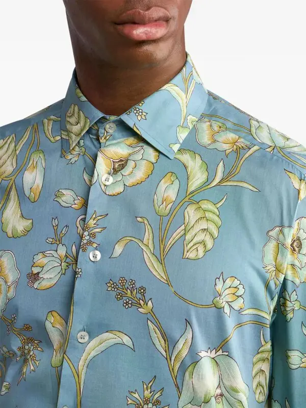 Etro Floral-print Shirt - Blue