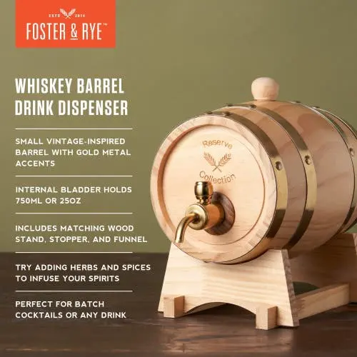 FOSTER & RYE Whiskey Barrel Drink Dispenser