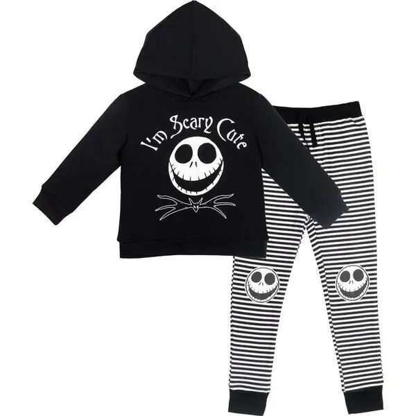 Disney Jack Skellington Nightmare Before Christmas Fleece Hoodie & Pants Set - Black
