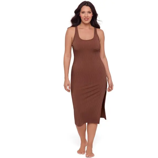 S3 Ribbed Midi Dress - Latte