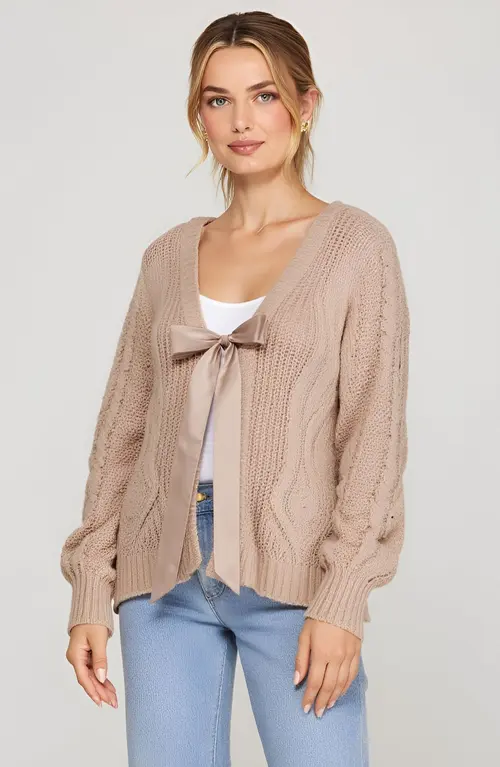MODENAIRE Cable Knit Cardigan With Tie-front