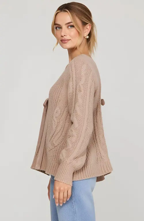 MODENAIRE Cable Knit Cardigan With Tie-front