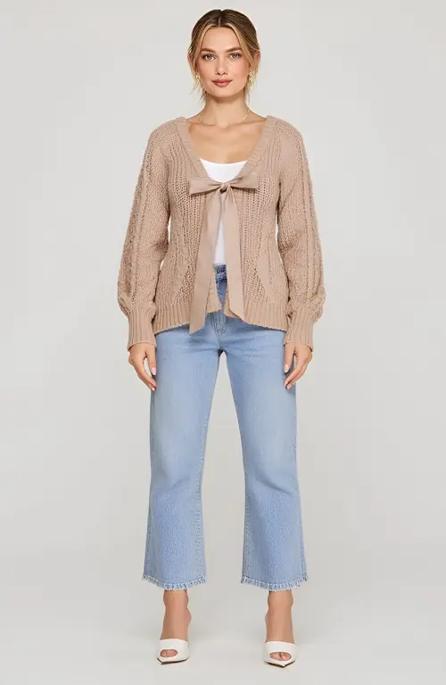 MODENAIRE Cable Knit Cardigan With Tie-front