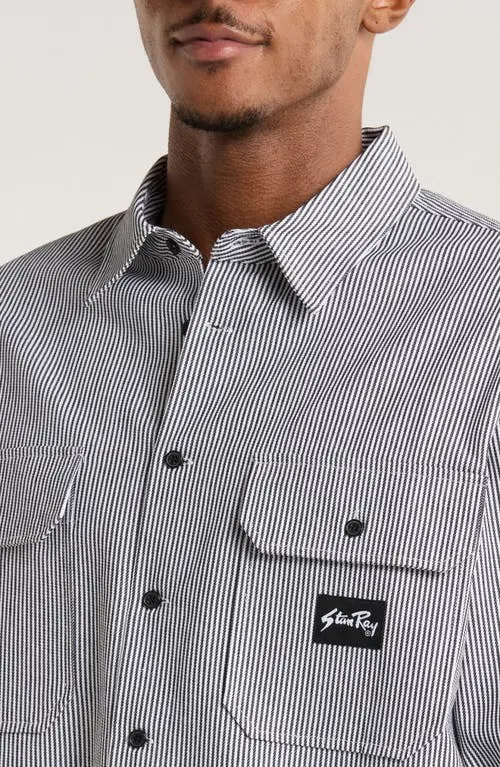 STAN RAY Utility Stripe Oversize Button-up Shirt