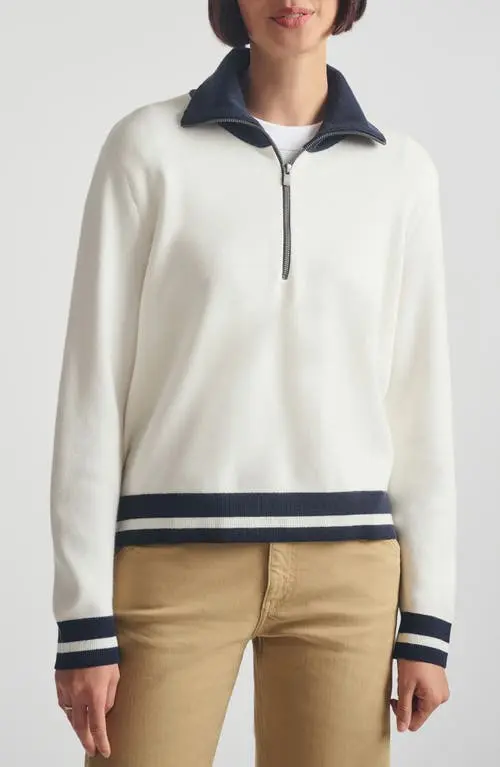 Brooklyn Industries Striped Half-zip Collared Sweater