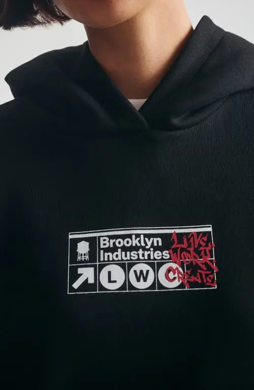 Brooklyn Industries Printed Relaxed Hoodie - Black