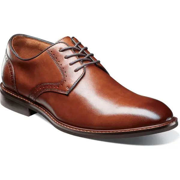 STACY ADAMS Benson Plain Toe Derby - Brandy