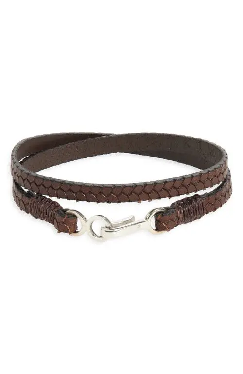 Caputo & Co Embossed Double Wrap Leather Bracelet - Chocolate